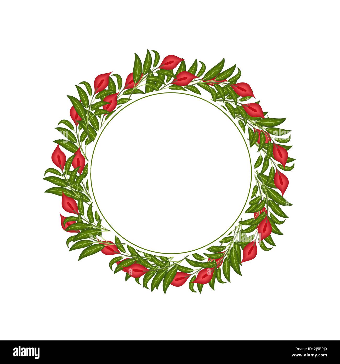 Botanical Flower Round Frame and Border for Decoration and Decoration ...