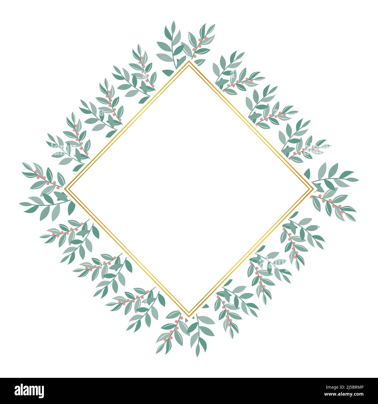 Botanical gold frame decorated with flowers, isolated vector ...