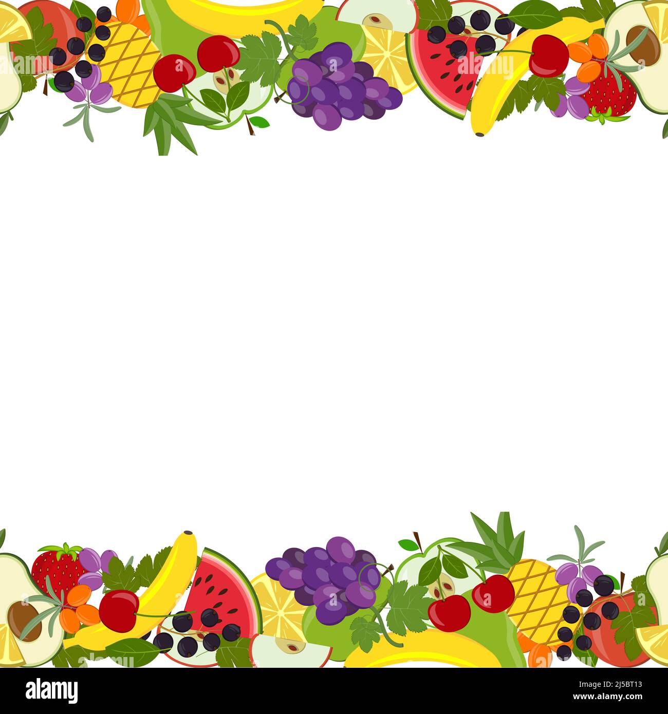 border frame made of exotic fruits, color vector illustration Stock ...