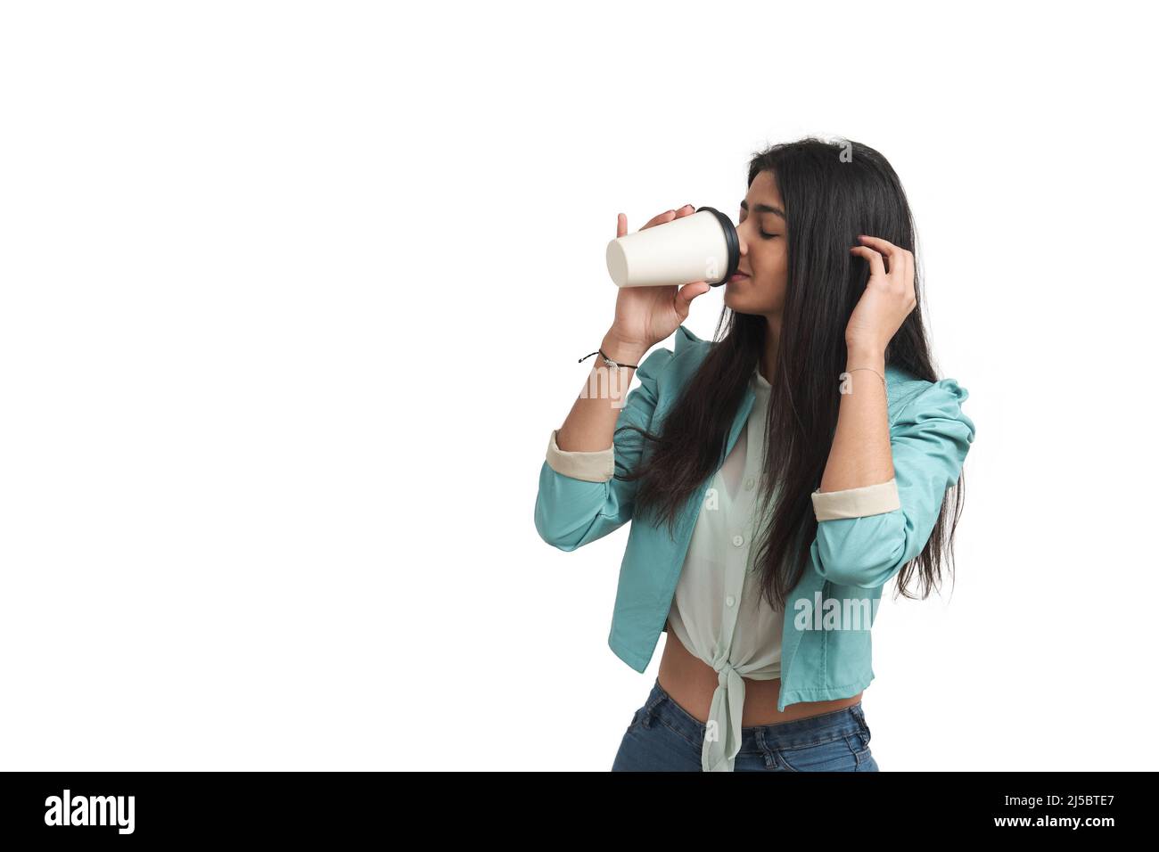 Woman drinking tea Cut Out Stock Images & Pictures - Alamy