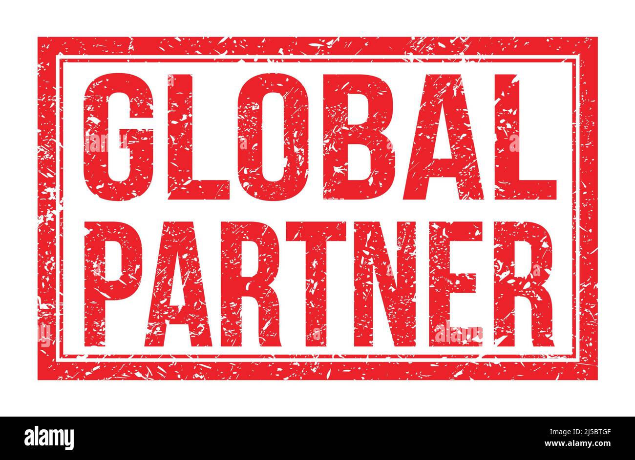 GLOBAL PARTNER, words written on red rectangle stamp sign Stock Photo ...