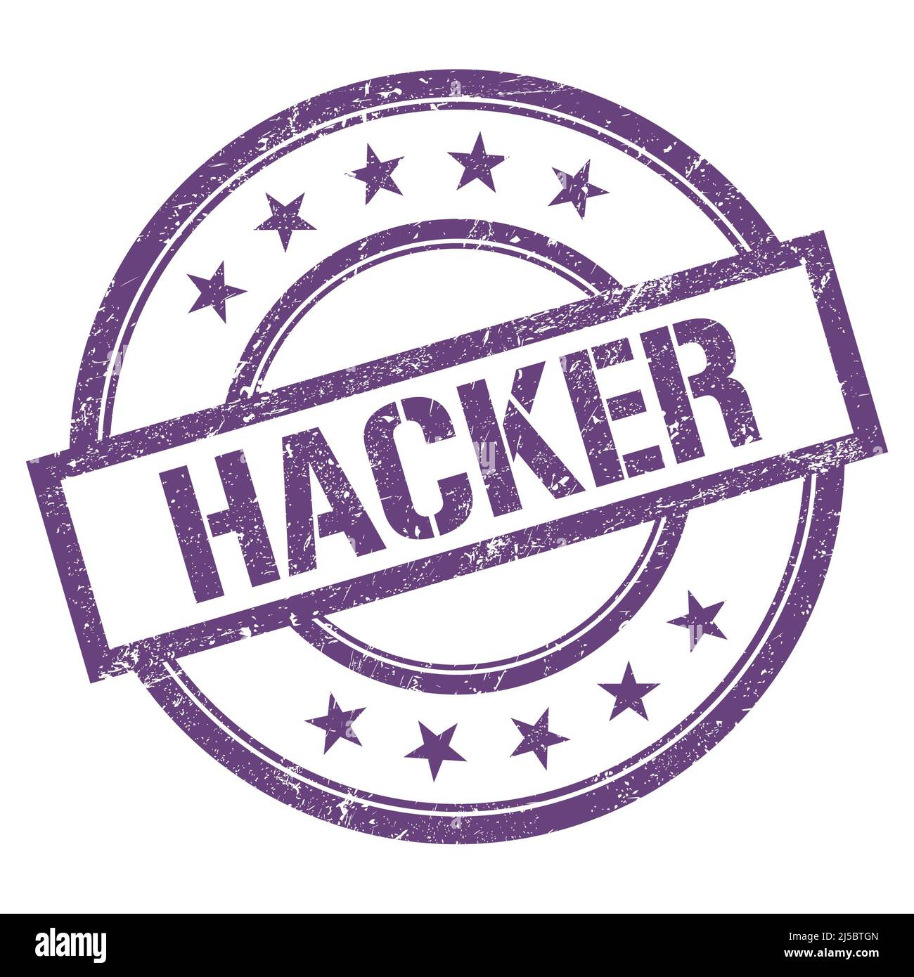 HACKER text written on purple violet round vintage rubber stamp Stock ...