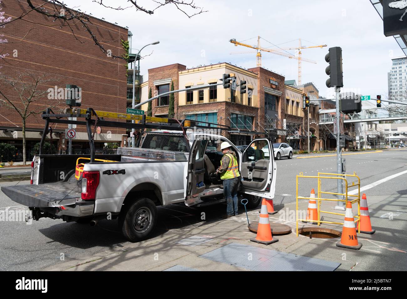 Seattle, Washington, USA - April 2, 2021: ford city service car with ...