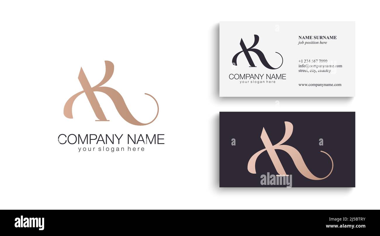 AK letter monogram. Elegant luxury logo. Calligraphic style. Corporate ...