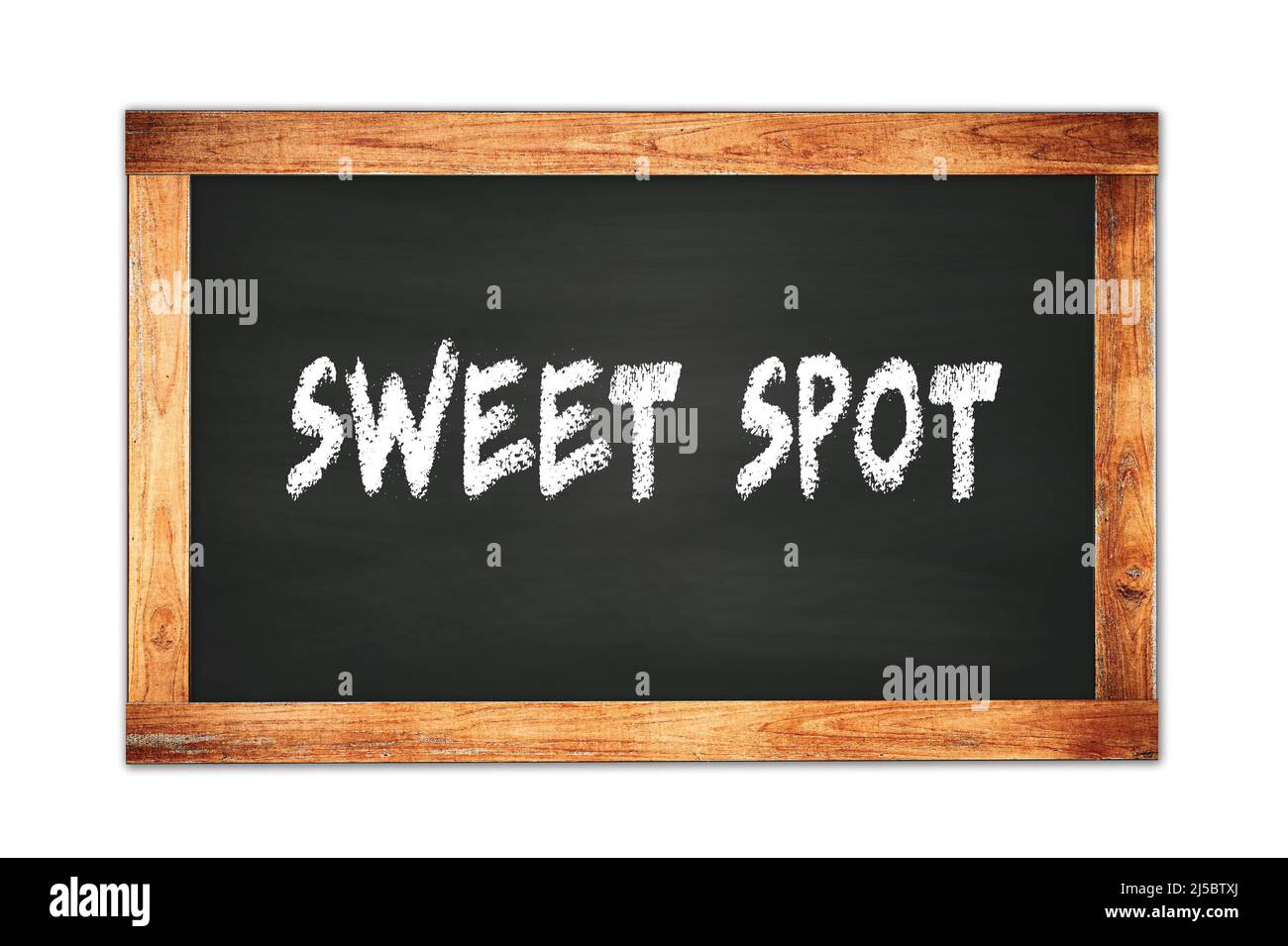 SWEET SPOT text written on black wooden frame school blackboard Stock ...
