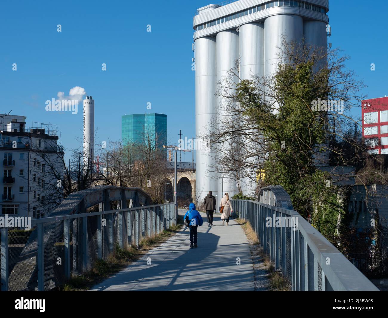 Zurich, Switzerland - March 5th 2022: Walking promenade through a ...