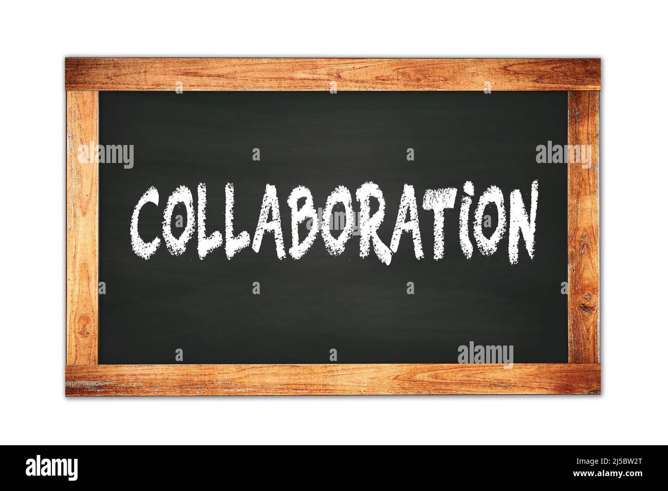 COLLABORATION text written on black wooden frame school blackboard ...