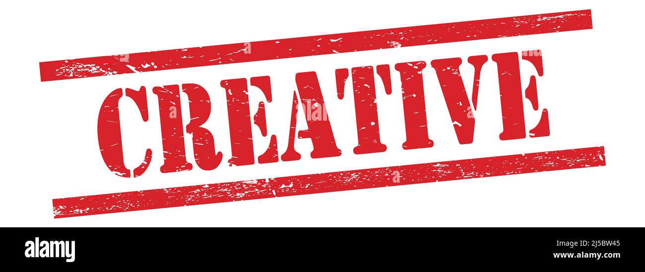 CREATIVE text on red grungy vintage rubber stamp Stock Photo - Alamy