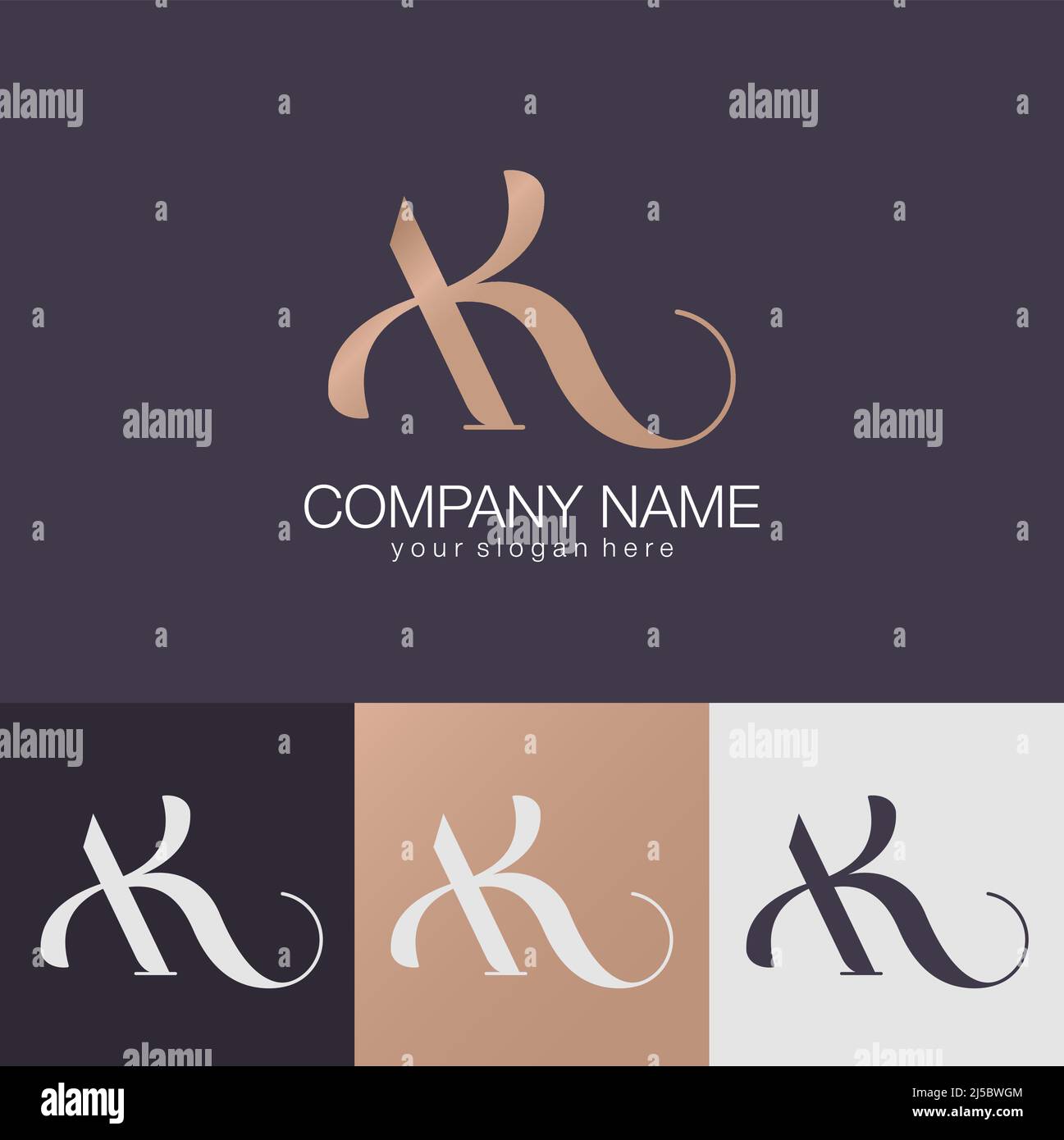 AK letter monogram. Elegant luxury logo. Calligraphic style. Corporate ...