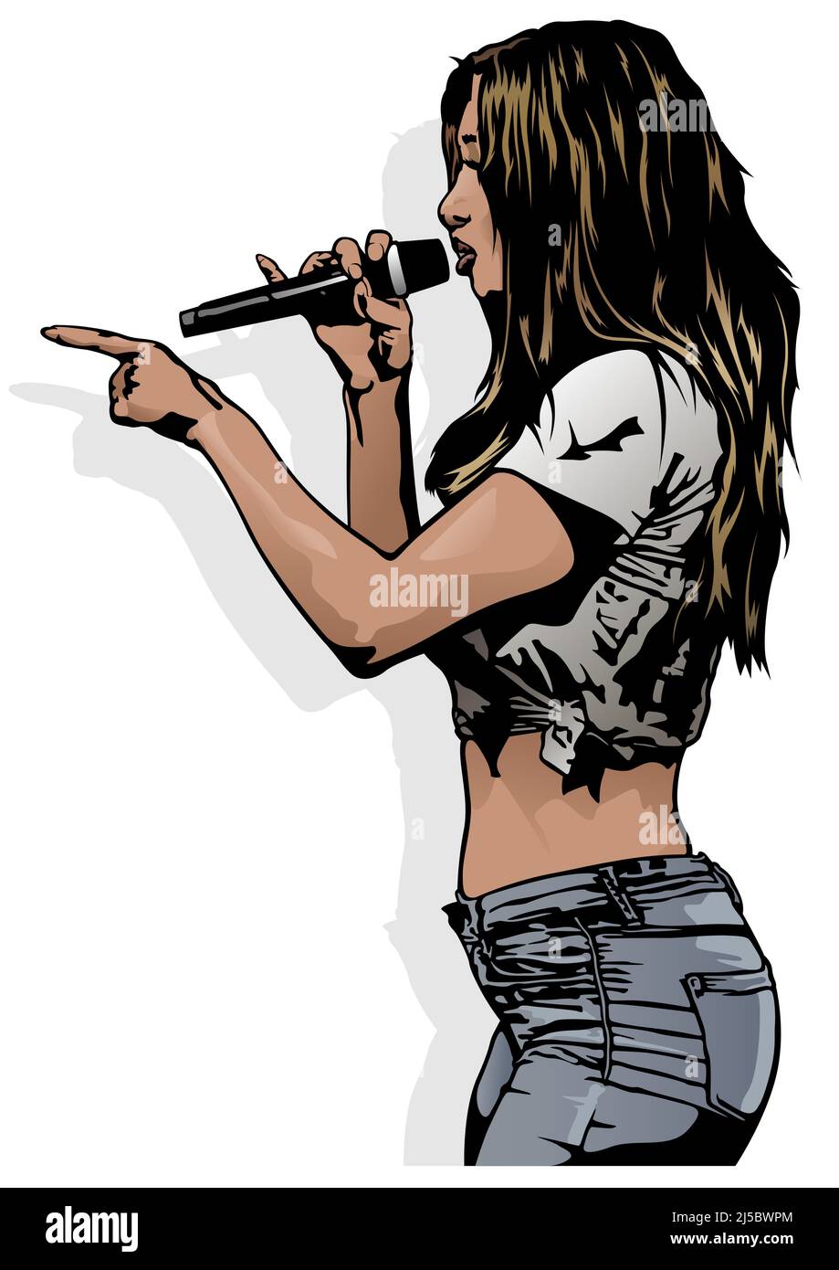 Young female musician microphone Stock Vector Images - Alamy