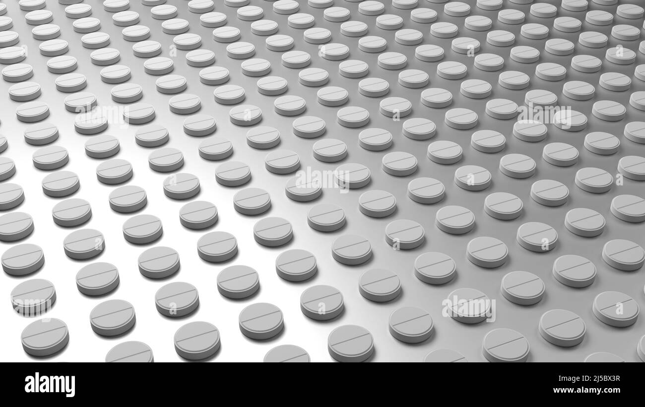 Abstract Close up of drug production line - 3D illustration 3D render ...