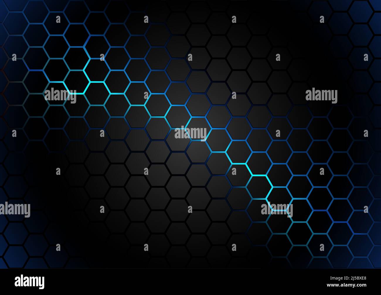 Dark Background with Blue Hexagonal Grid with Light Effect Stock Vector ...