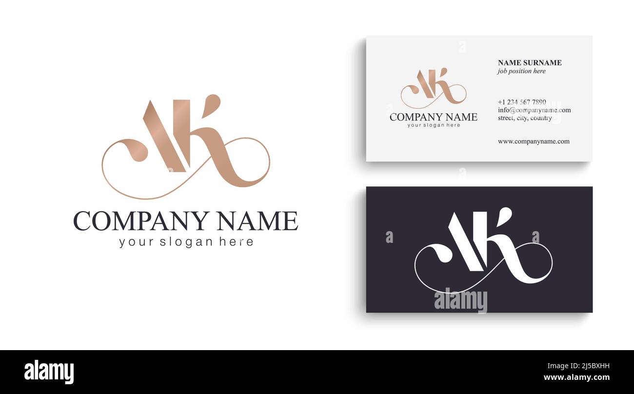 AK letter monogram. Elegant luxury logo. Calligraphic style. Corporate ...