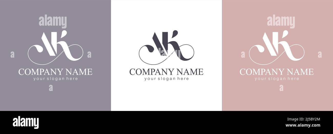 AK letter monogram. Elegant luxury logo. Calligraphic style. Corporate ...