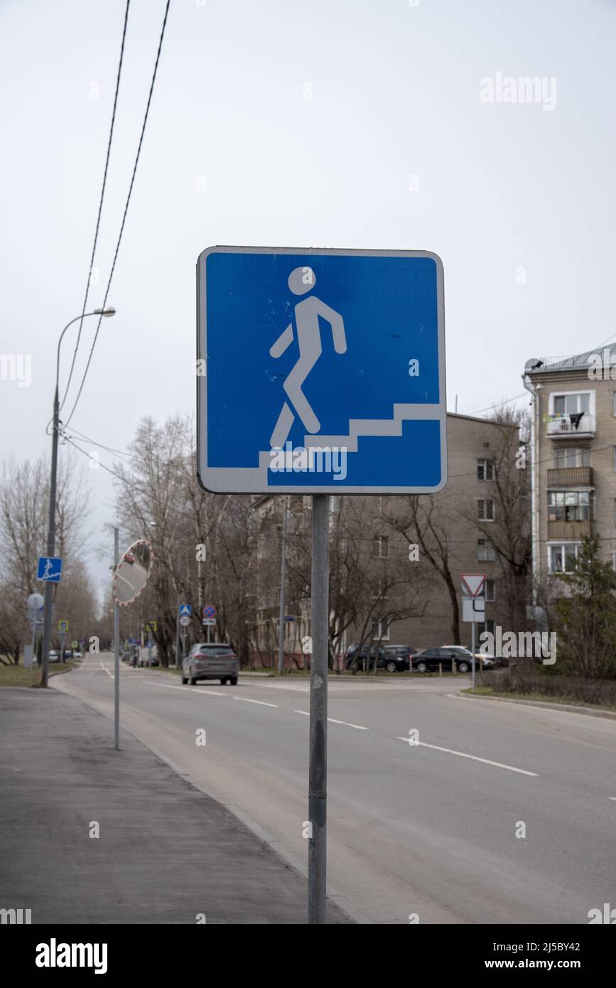 The road sign is an underground pedestrian crossing Stock Photo - Alamy