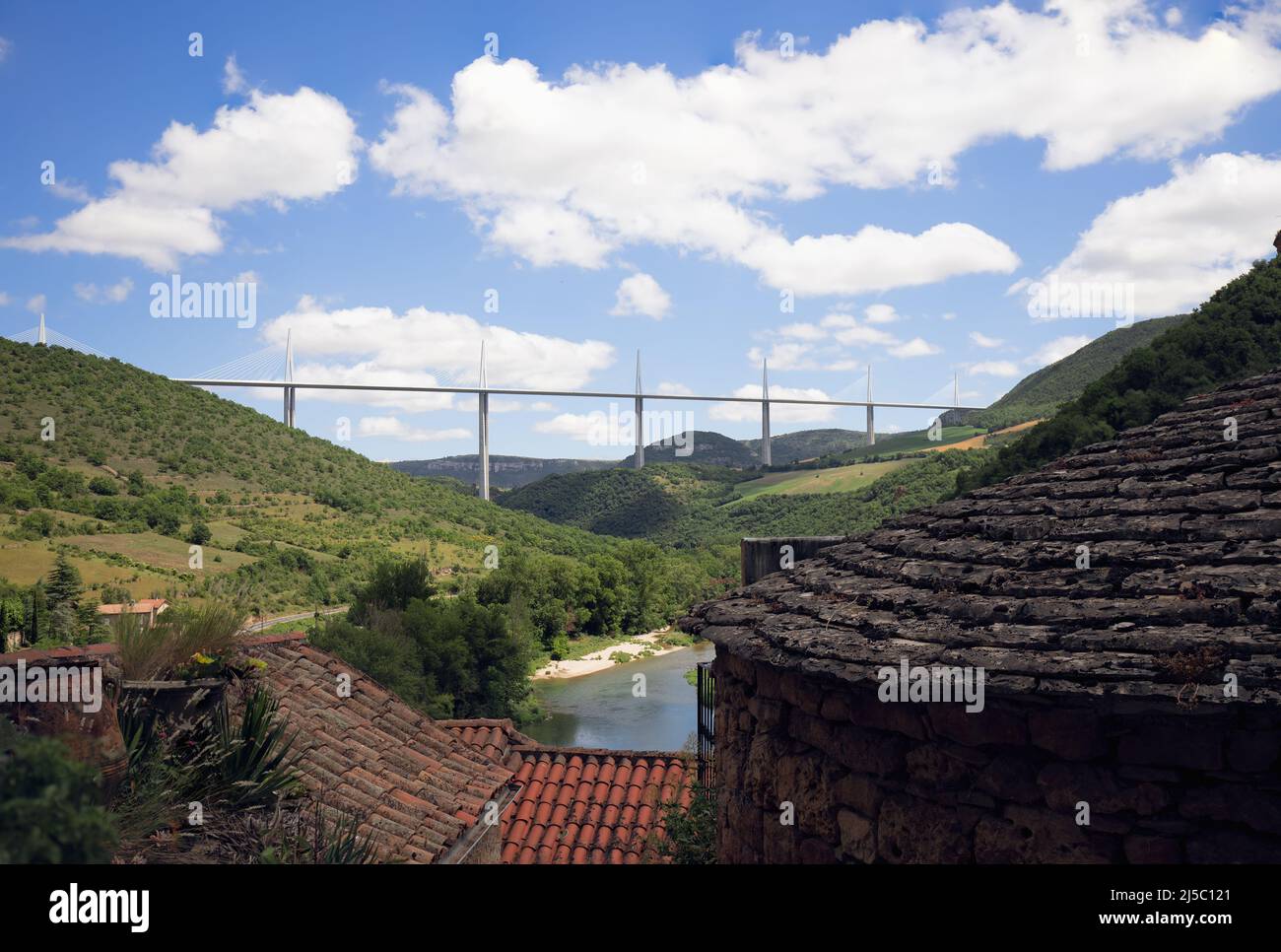 Tarn valley an d river crosses old Peyre little village and up to date ...