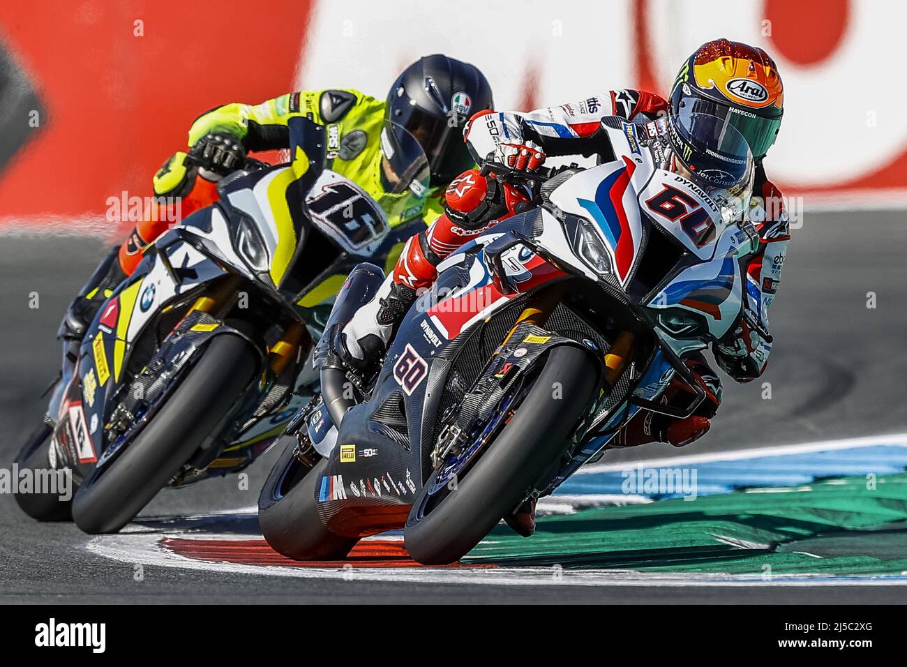 ASSEN - Gabriele Ruiu (ITA) on his BMW, Michael van der Mark (NED) on ...