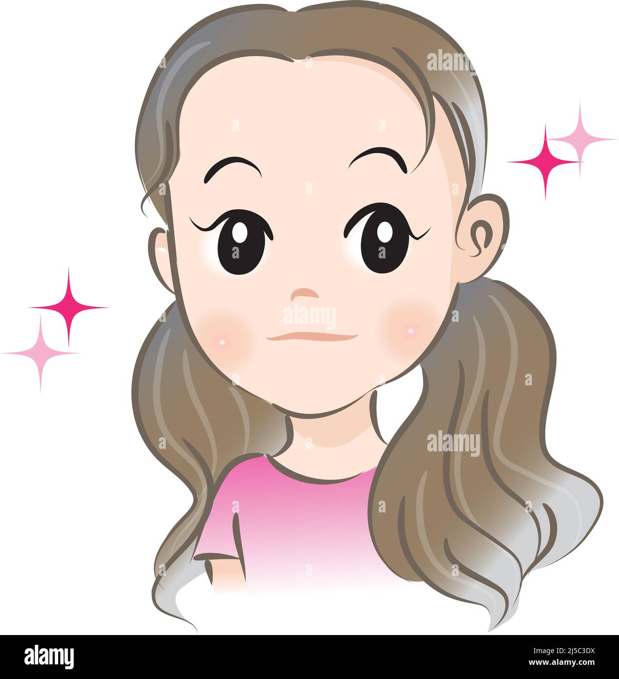 Vector drawing cute cartoon face Stock Photo - Alamy