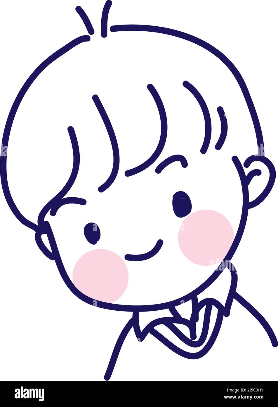 Vector drawing cute cartoon face Stock Photo - Alamy