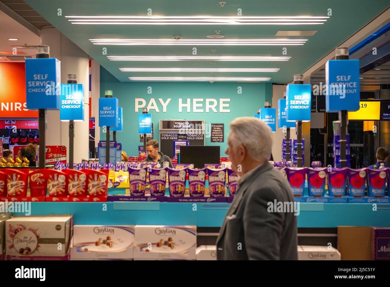 London, UK - August 12, 2021 - Duty free shop at Heathrow Airport with ...