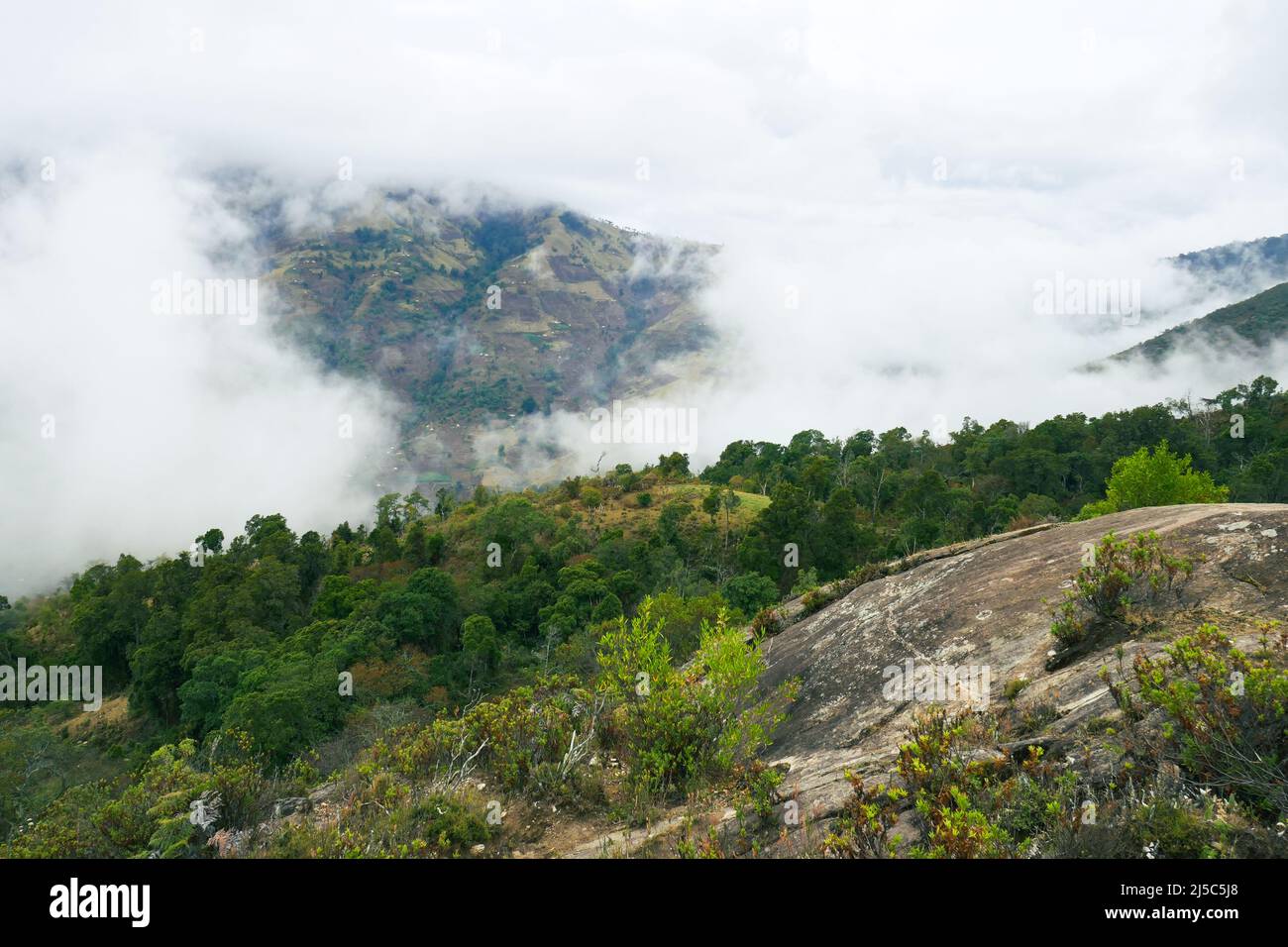 Foggy Mountain landscapes at Mount Mtelo, West Pokot, Kenya Stock Photo ...