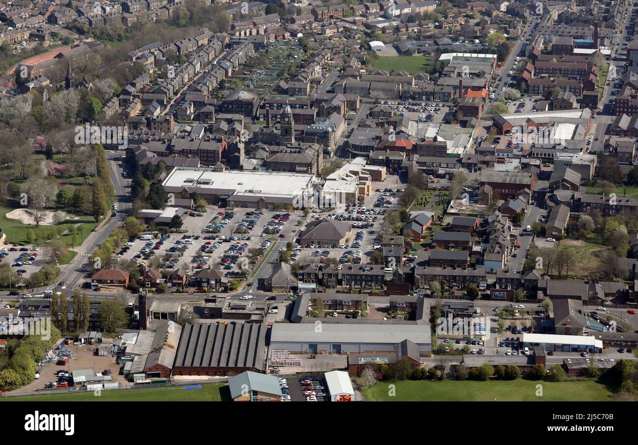 aerial view of Morley town centre from the west, with Morrisons ...
