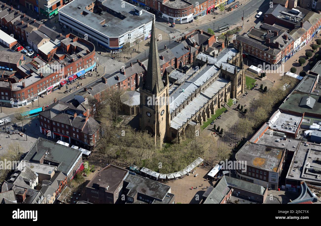 aerial view of Wakefield Cathedral, West Yorkshire Stock Photo - Alamy