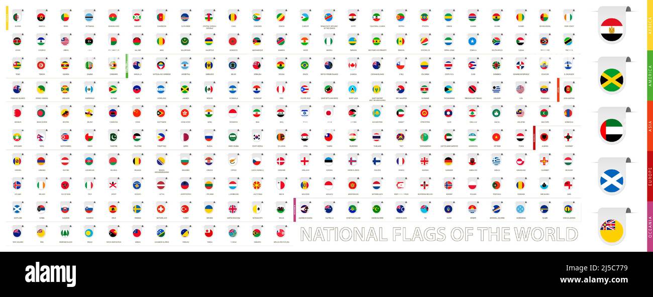 Collection of label flags of the world, national flags sorted by ...