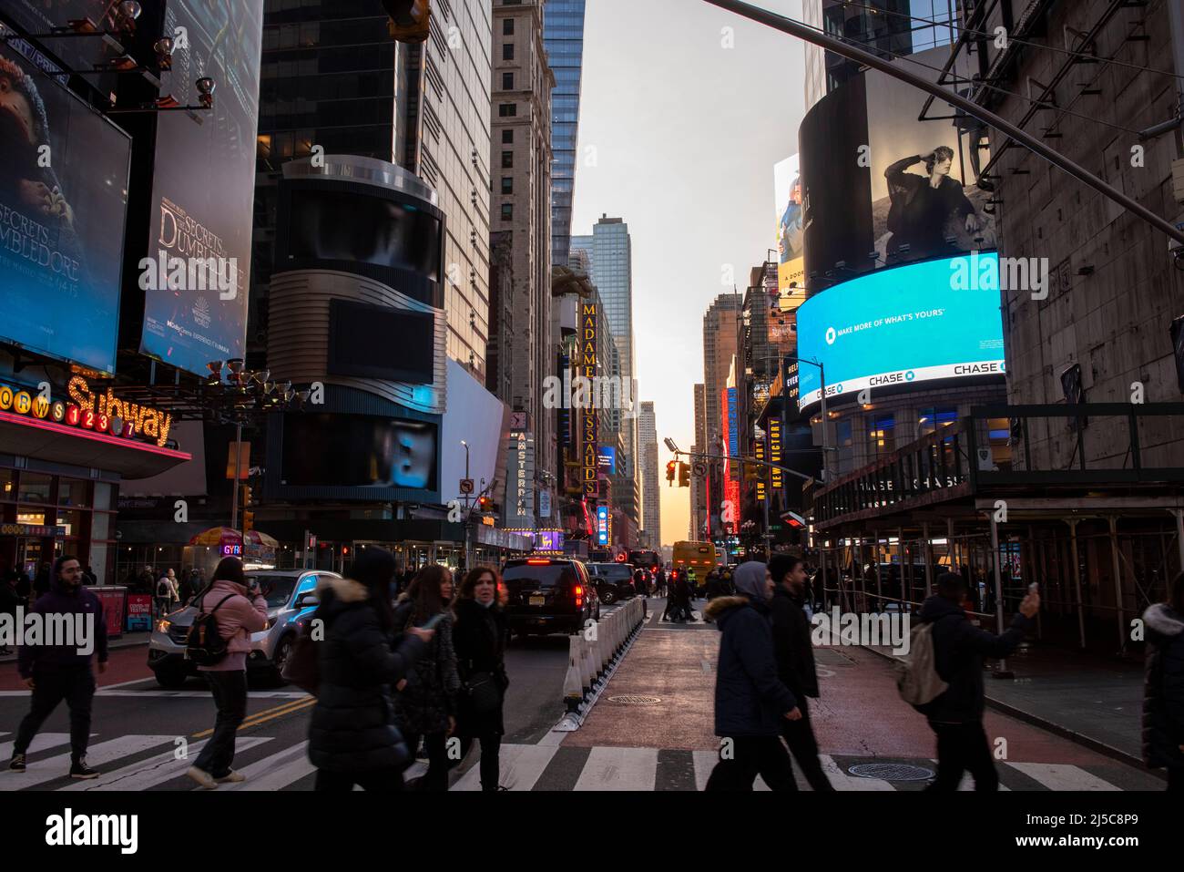 Dusk in Times Square, Midtown Manhattan New York USA Stock Photo - Alamy
