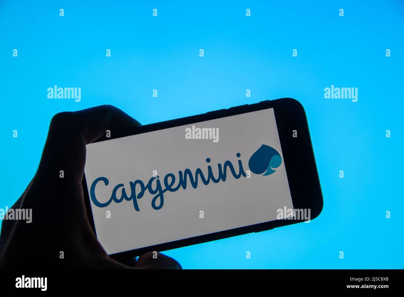 Rheinbach, Germany 21 April 2022, The "Capgemini" brand logo on the ...