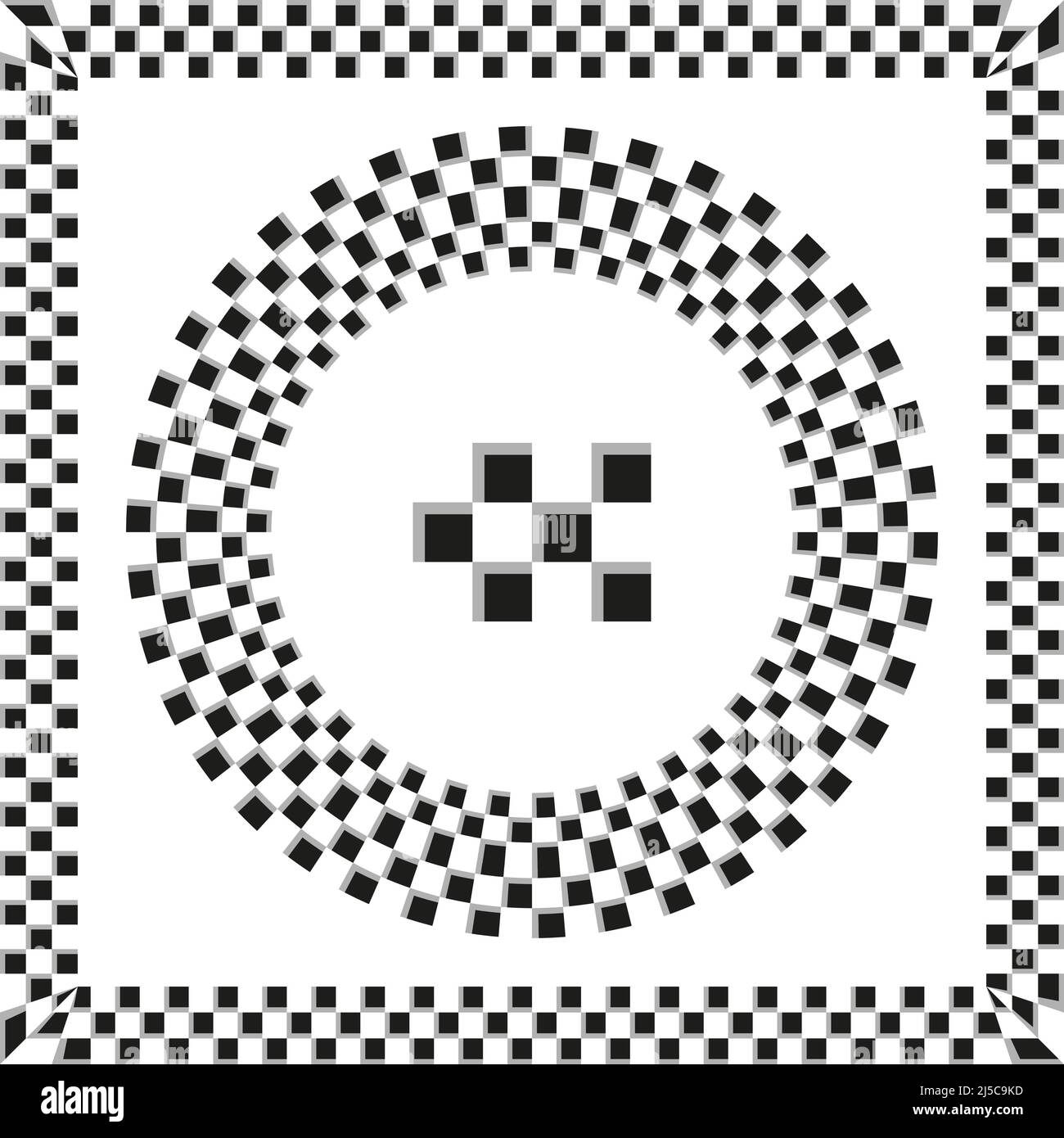 Abstract black and white chess frame pattern, sport or cinema border ...