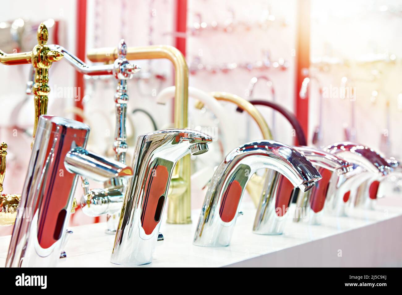 Modern water taps in the store Stock Photo - Alamy