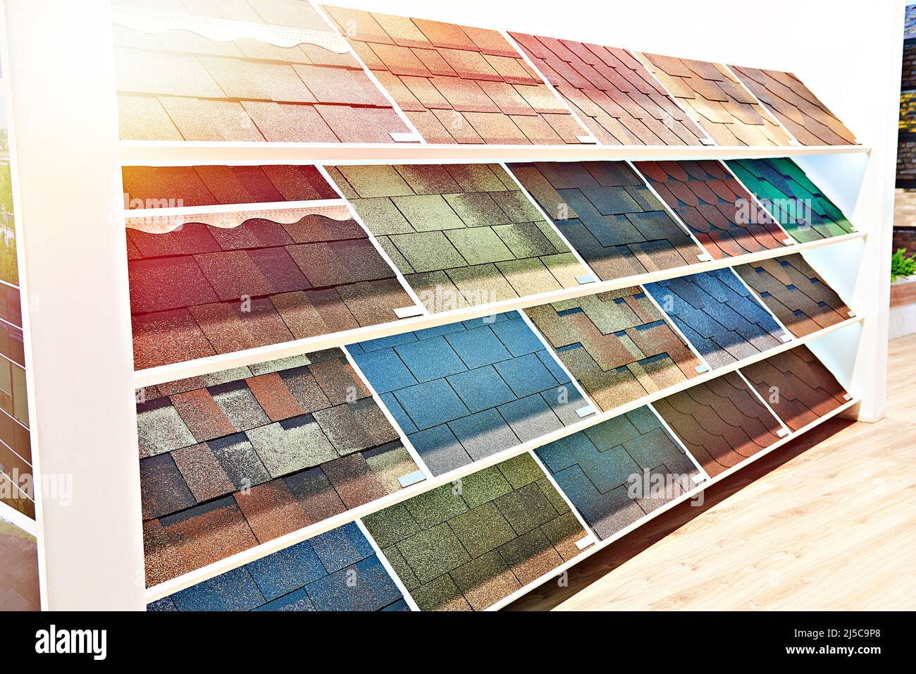 Samples of roof and wall coatings at a hardware store Stock Photo - Alamy