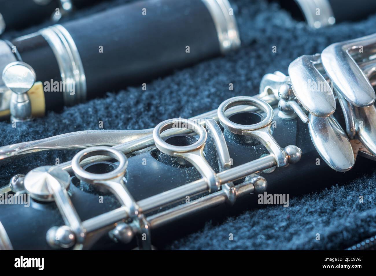 clarinet inside musical instrument storage case closeup Stock Photo - Alamy