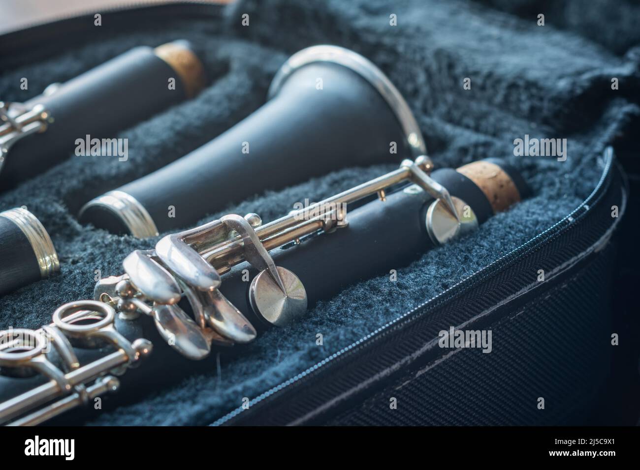 clarinet inside musical instrument storage case closeup Stock Photo - Alamy