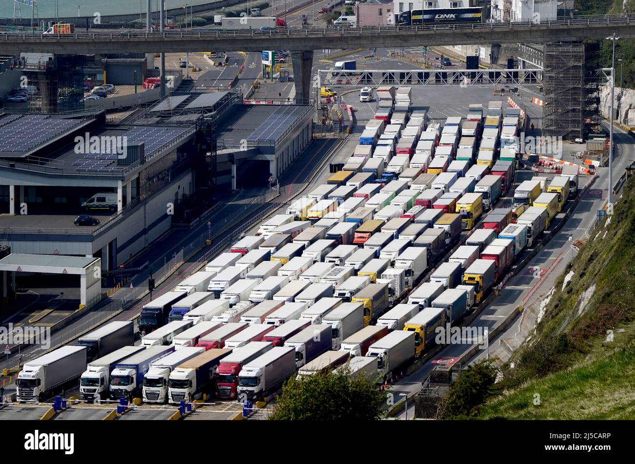 Freight lorry queues continue at The Port of Dover in Kent as P&O ...