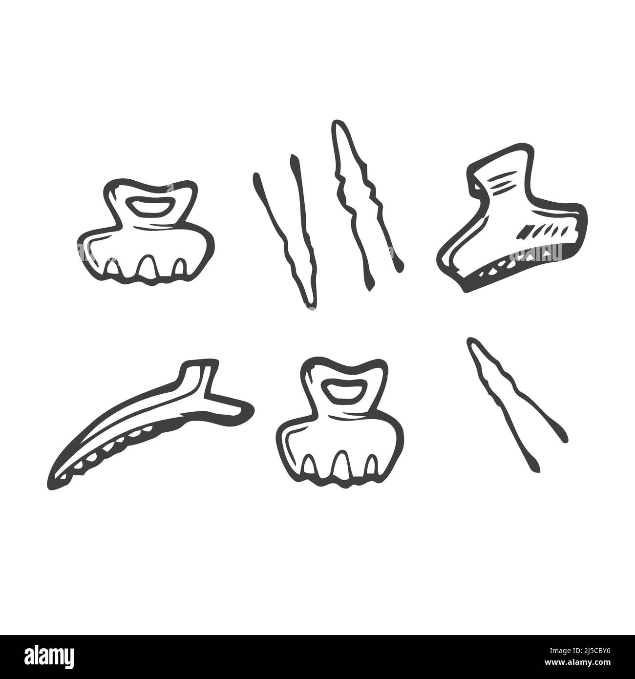Doodle Hairpin vector set. Hairdressing concept Stock Vector Image ...