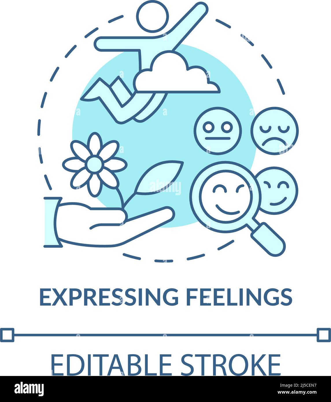 Expressing feelings turquoise concept icon Stock Vector Image & Art - Alamy