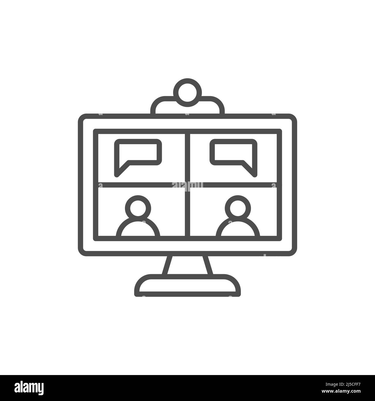 Video conference outline, filled outline, glyp icon. linear style sign ...