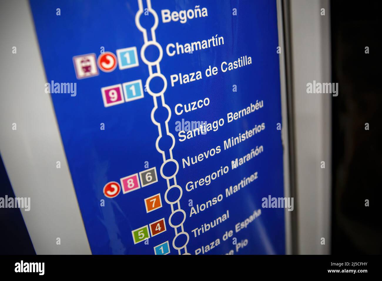 Santiago Bernabeu metro station sign in Madrid, Spain Stock Photo - Alamy