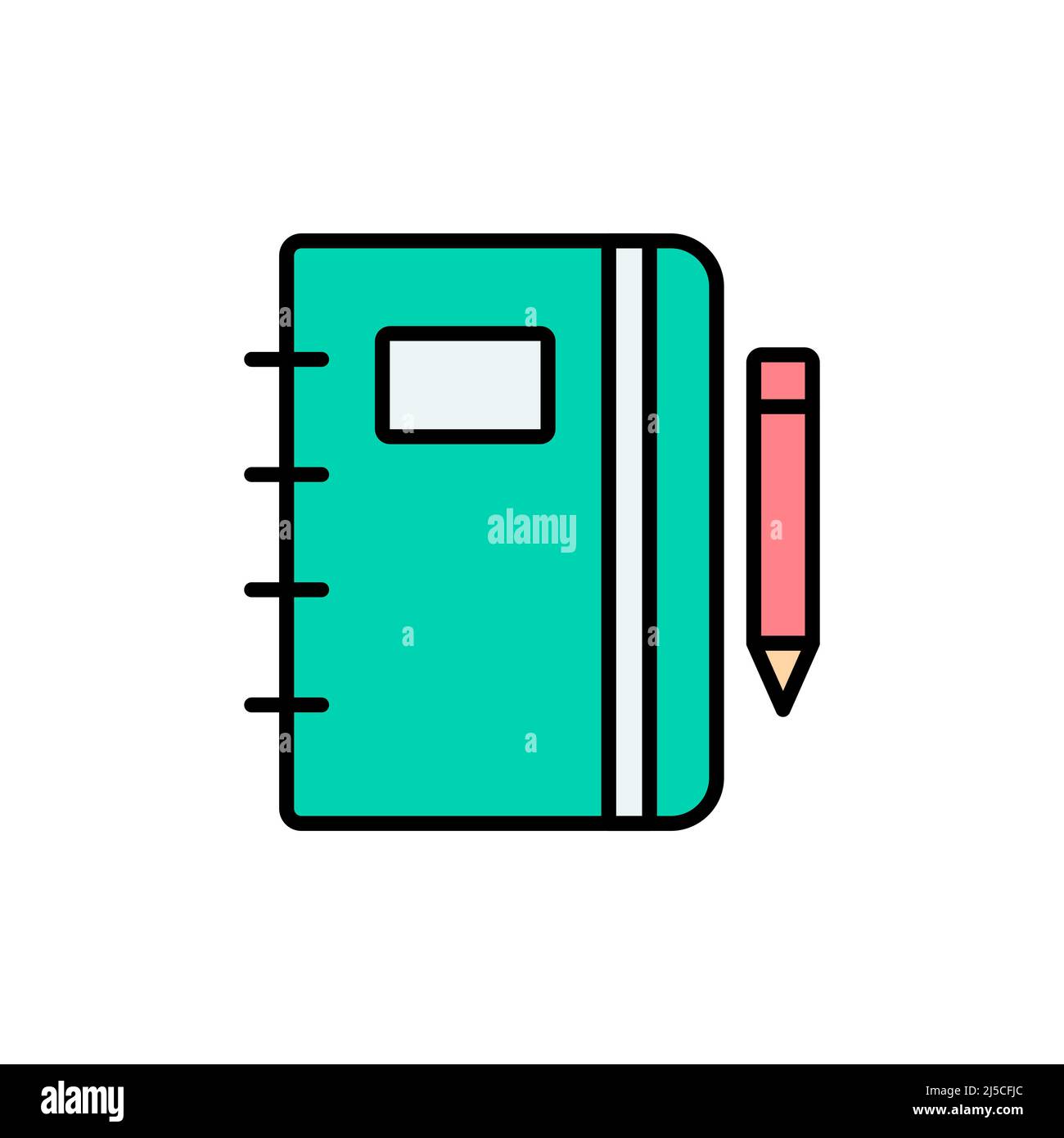 Notebook and pen icon. Line, solid and filled outline colorful version ...
