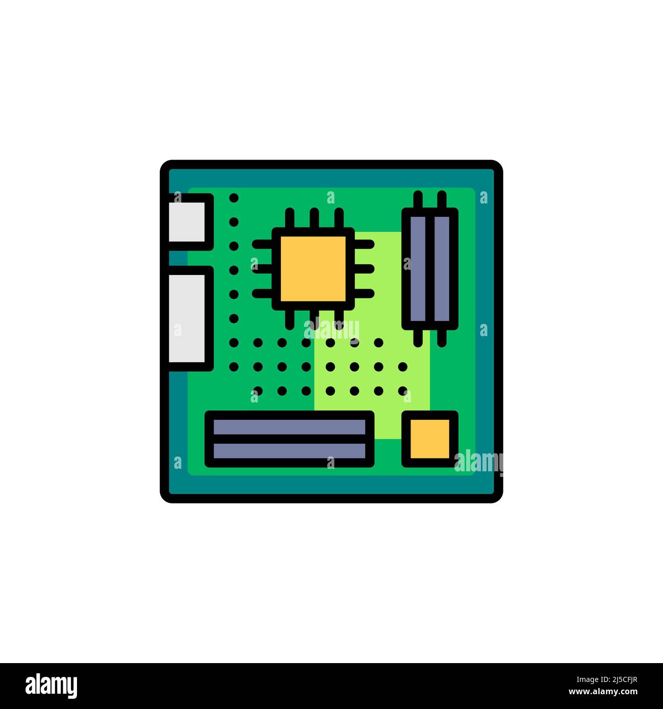 Computer hardware, motherboard icon. Line, glyph and filled outline ...