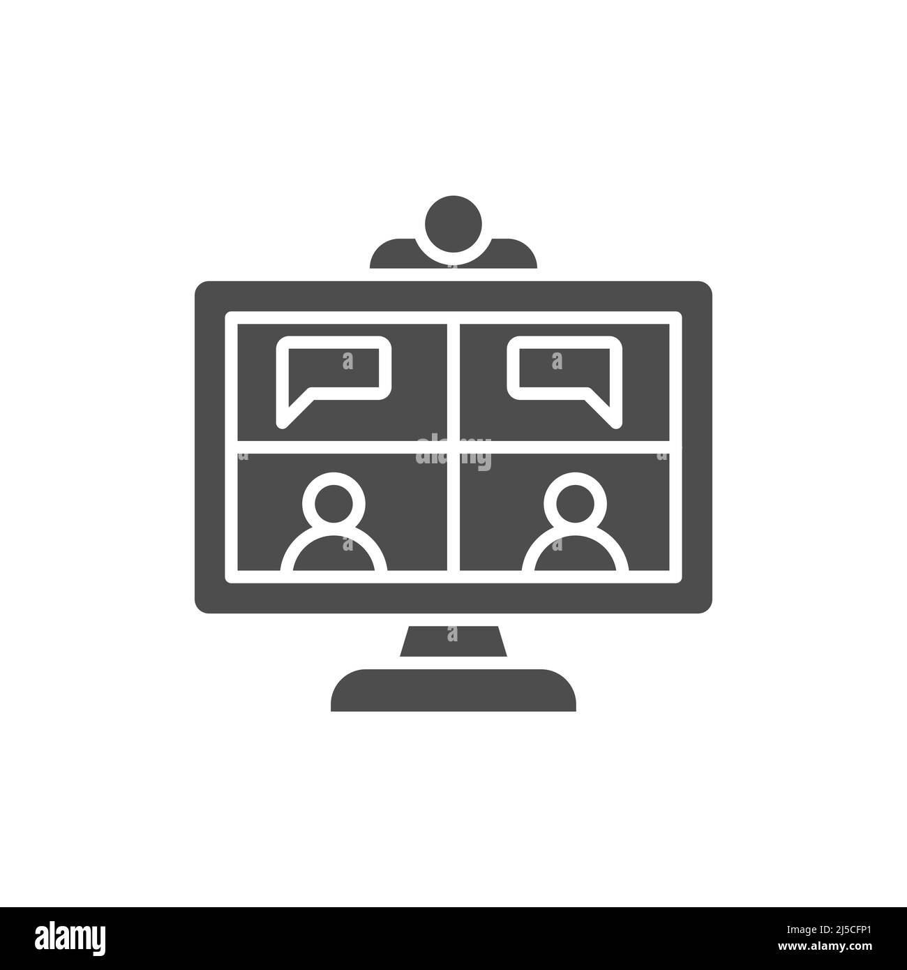 Video conference outline, filled outline, glyp icon. linear style sign ...