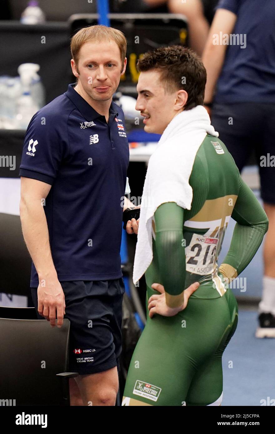 Sir Jason Kenny (left) and Great Britain's Hayden Norris during day two ...