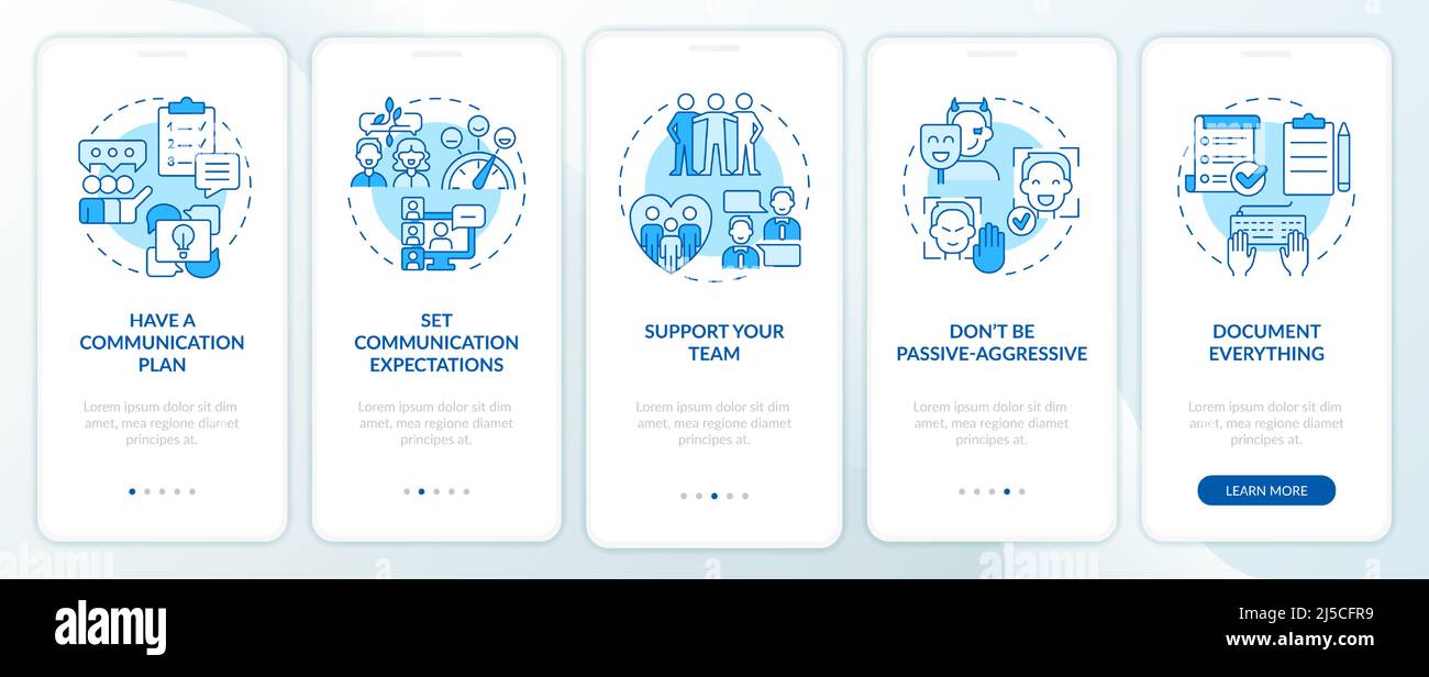 Effective communication management blue onboarding mobile app screen Stock Vector Image & Art ...