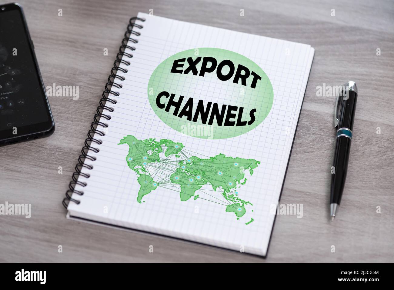 Export channels concept drawn on a notepad Stock Photo - Alamy