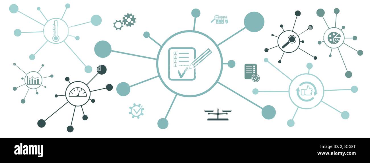 Concept of assessment with connected icons Stock Photo - Alamy