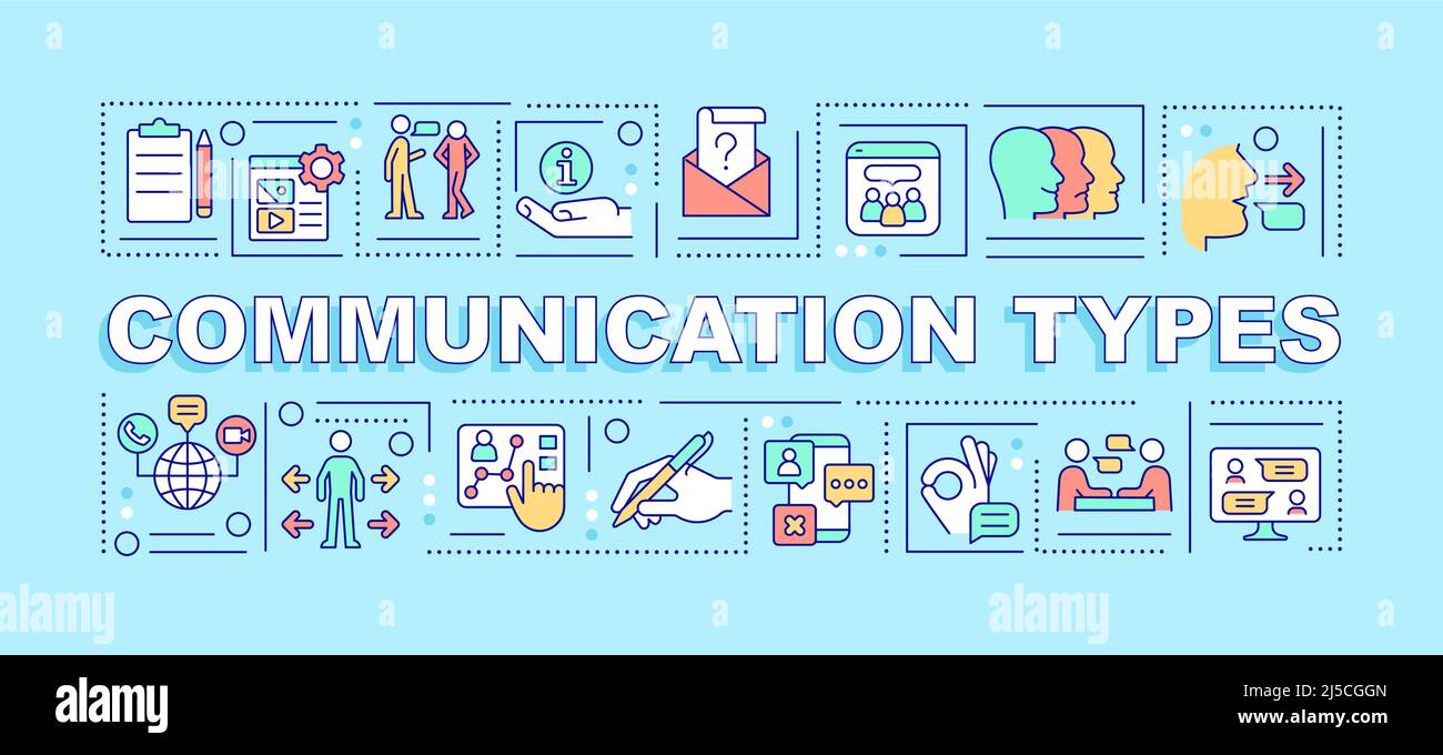 Communication types word concepts turquoise banner Stock Vector Image & Art - Alamy