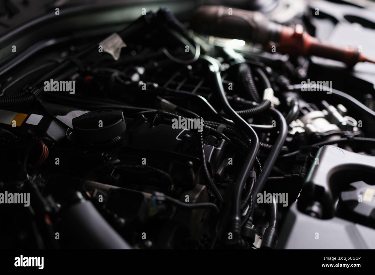 New car engine closeup. Powerful engine of modern car Stock Photo - Alamy