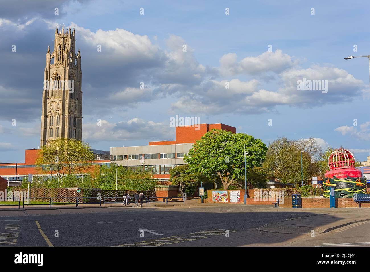 View of the stump tower and a symbolic buoy from the bus station in ...